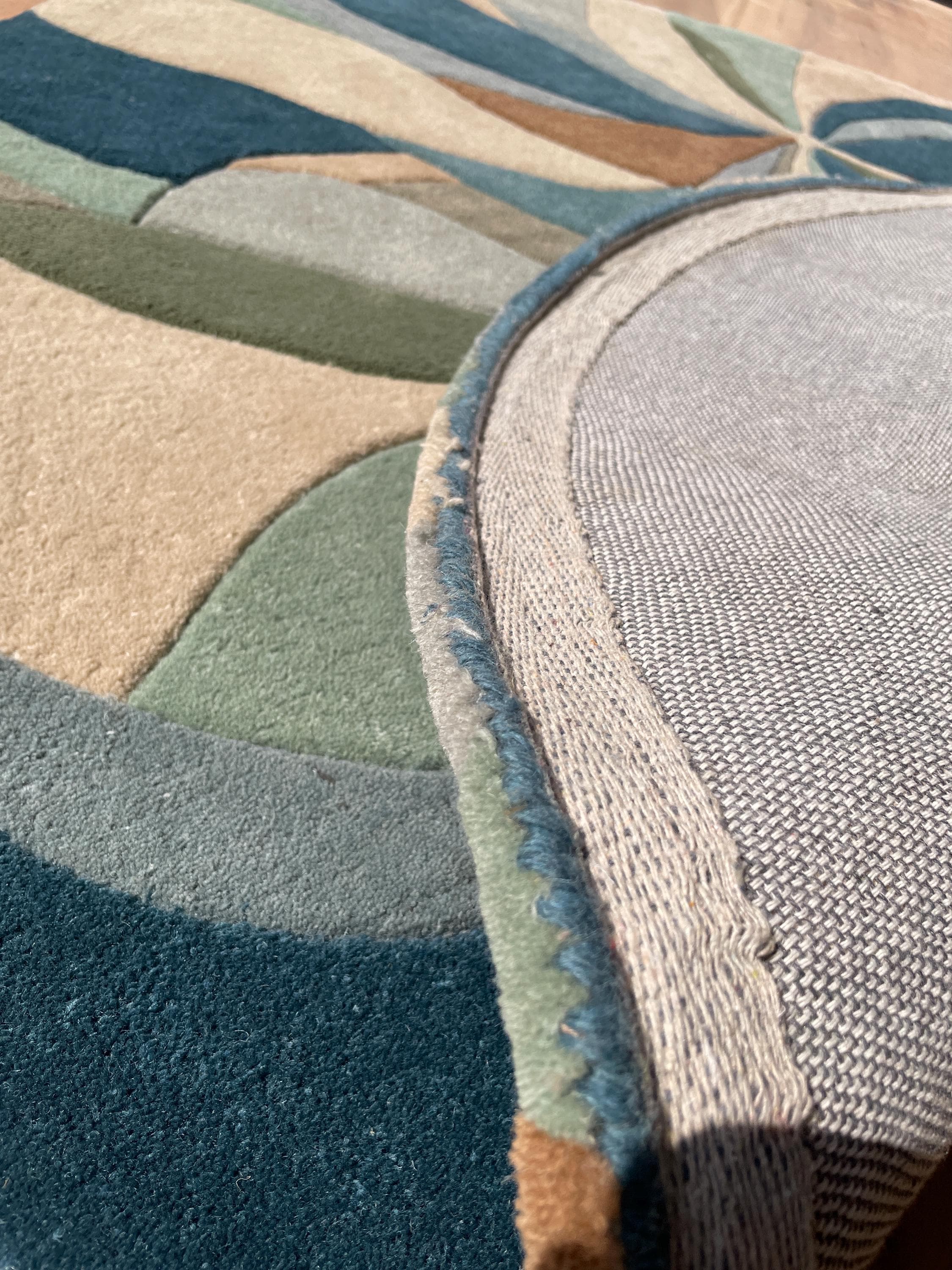 9×9round Abstract Tufted Rug | Modern Blue Beige Area Rug | Handmade ...