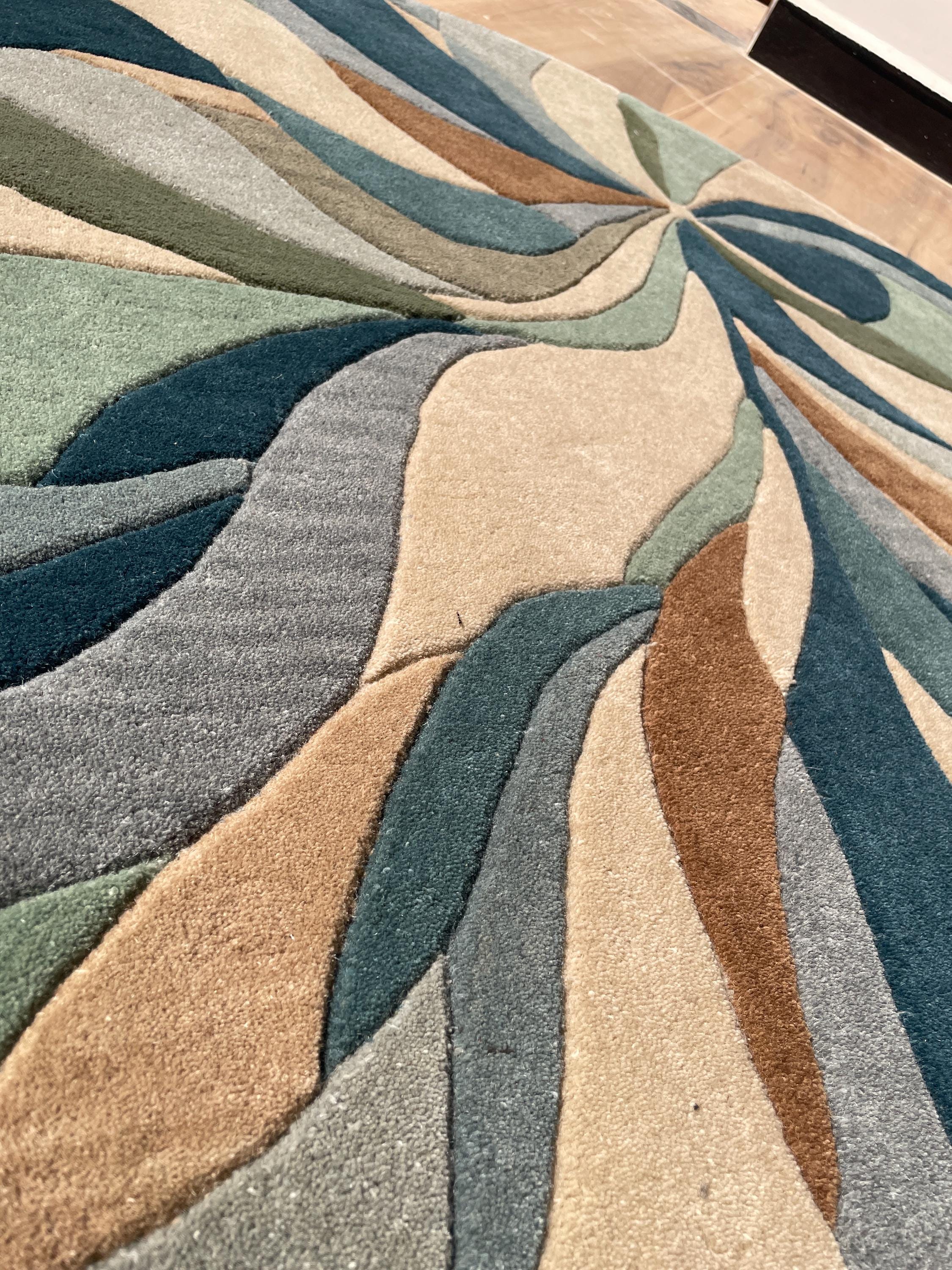 Abstract Round Rug, Modern Tufted Area Rug, Handmade Boho Carpet ...