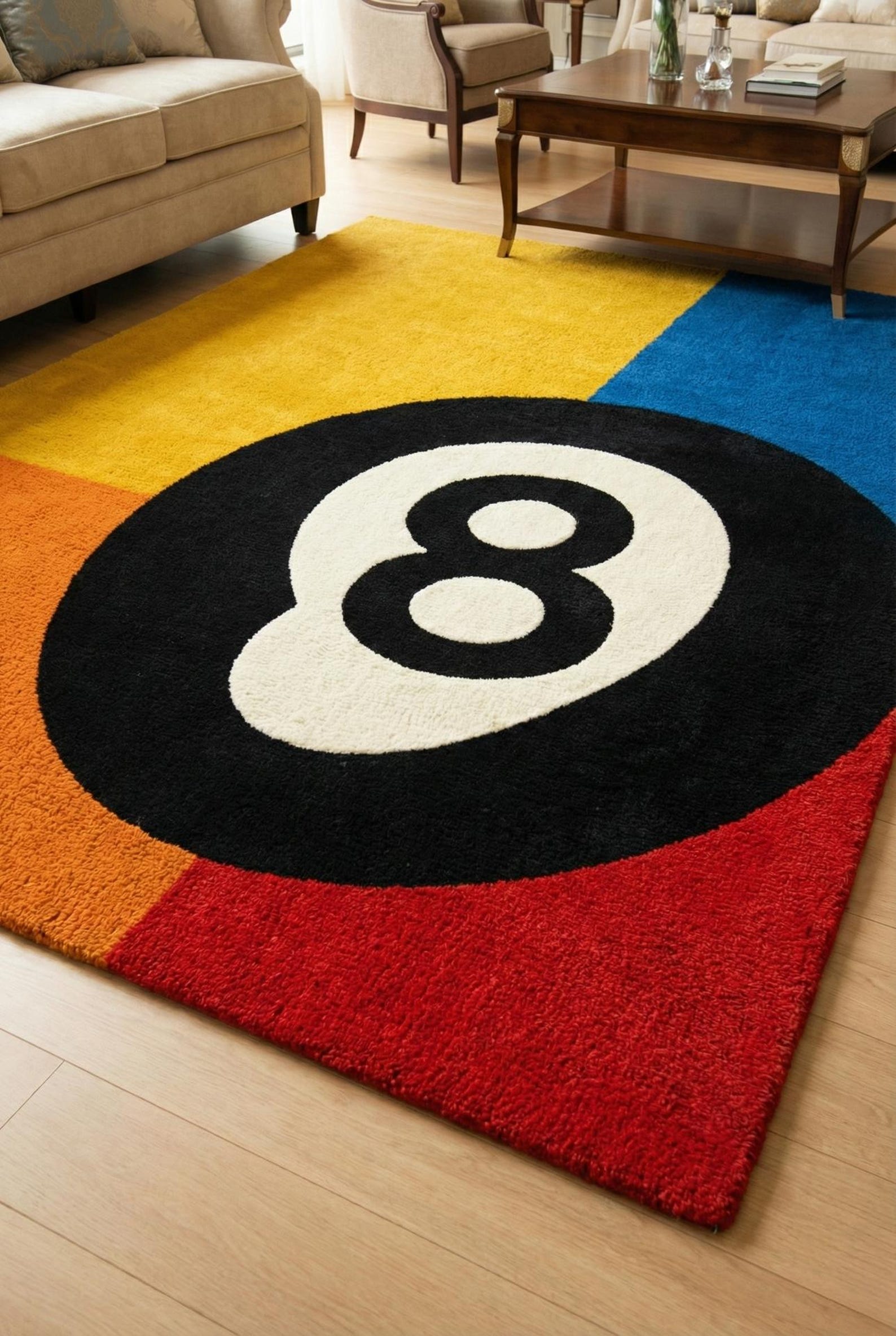 8 Ball Tufted Wool Rug | Handmade Colorful Streetwear Carpet - Etsy