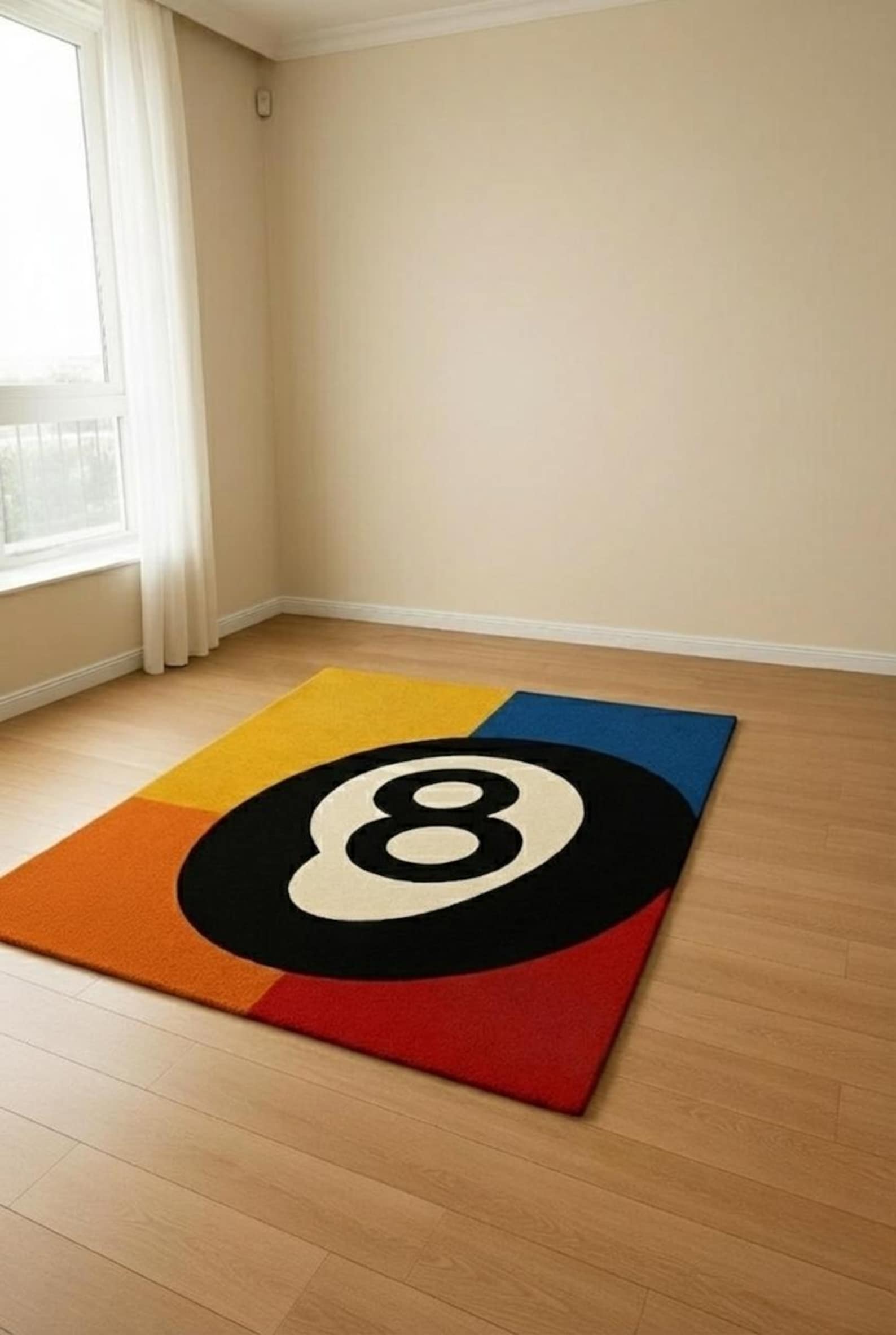 8 Ball Tufted Wool Rug | Handmade Colorful Streetwear Carpet - Etsy