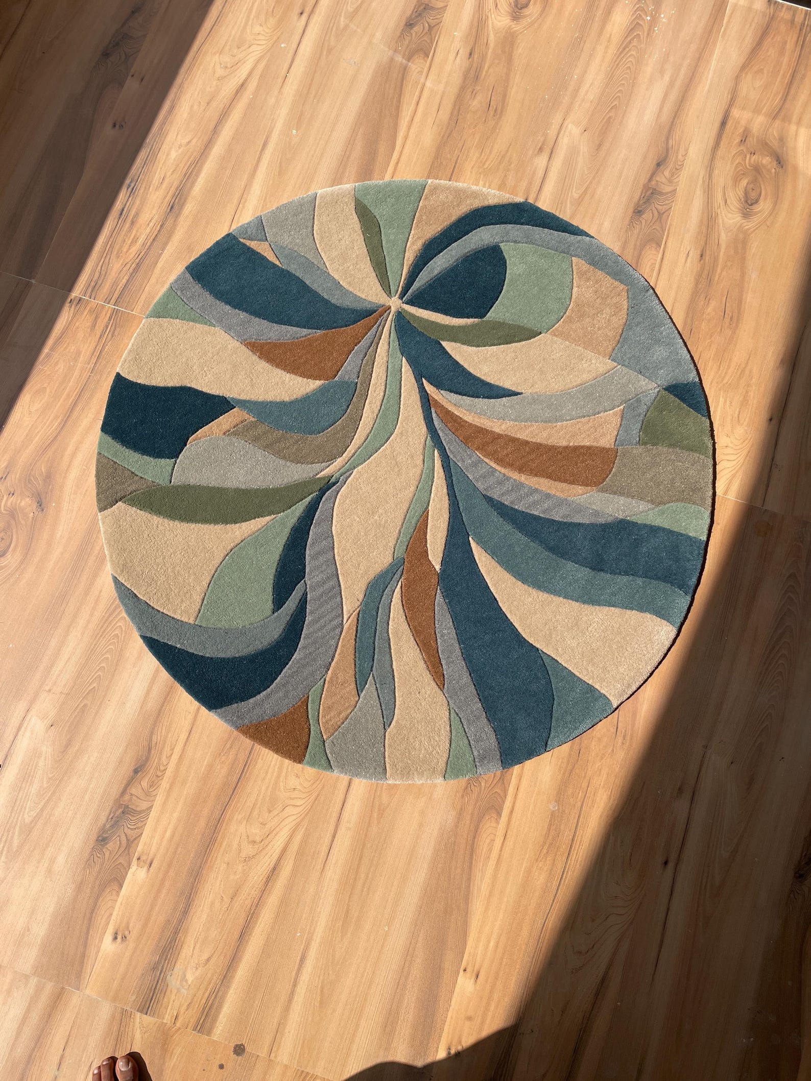 9×9round Abstract Tufted Rug | Modern Blue Beige Area Rug | Handmade ...