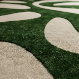 Green Organic Tufted Rug | Modern Pattern Area Carpet - Etsy