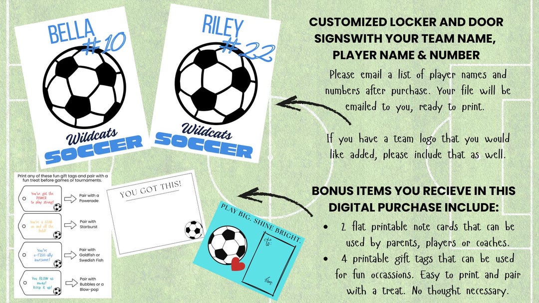 Team Spirit Game Day Bundle | Printable Locker Signs & Gift Tags (PDF ...