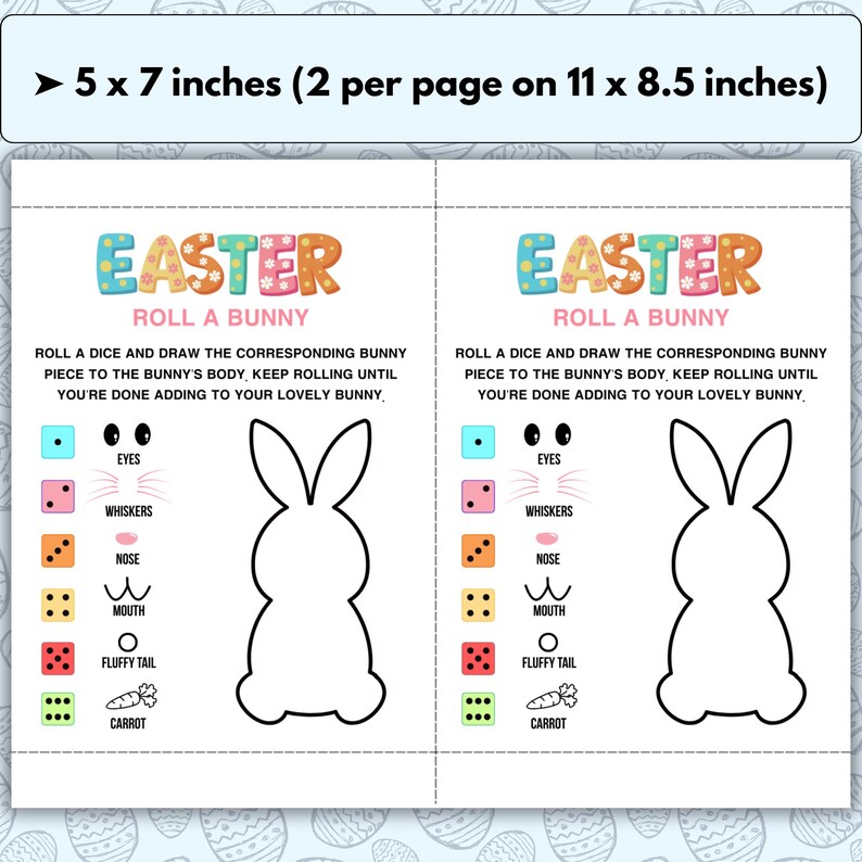 Roll a Bunny Easter Game | Fun Family Easter Activity (instant Download ...
