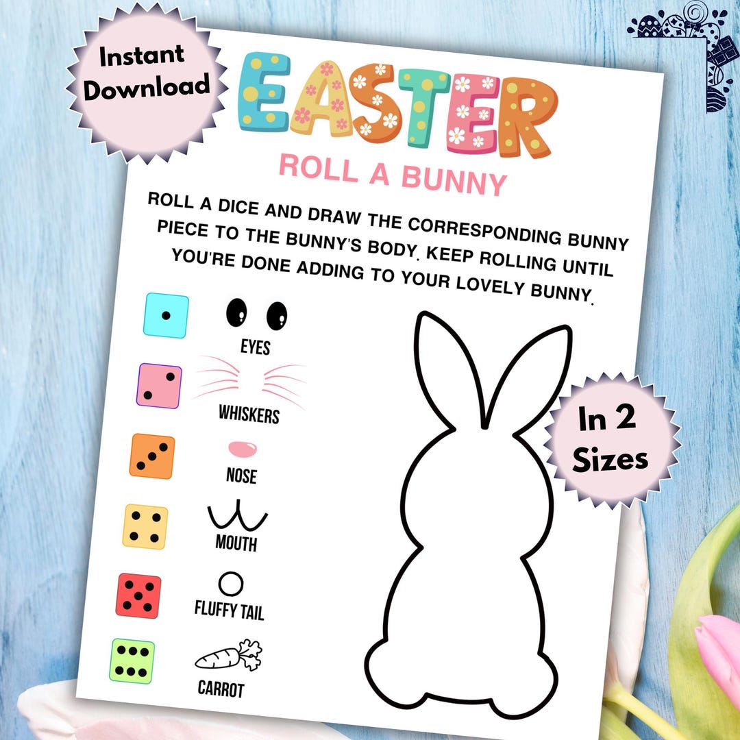 Roll a Bunny Easter Game | Fun Family Activity (instant Download ...