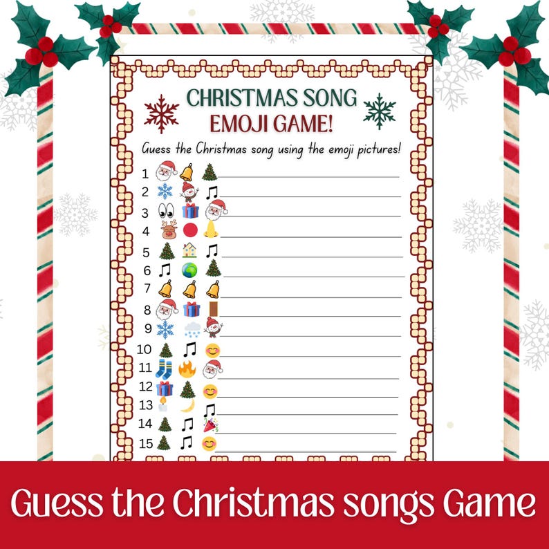 Christmas Song Emoji Game Printable | Guess the Christmas Songs |A4 ...