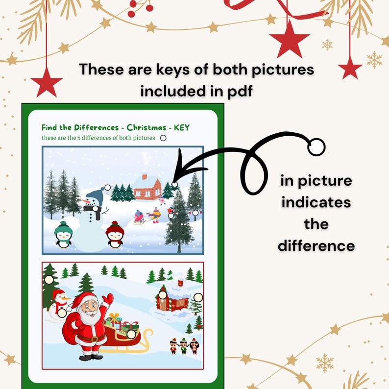 Christmas Find the Difference Printable | 2 Pages + Answer Key | Kids ...