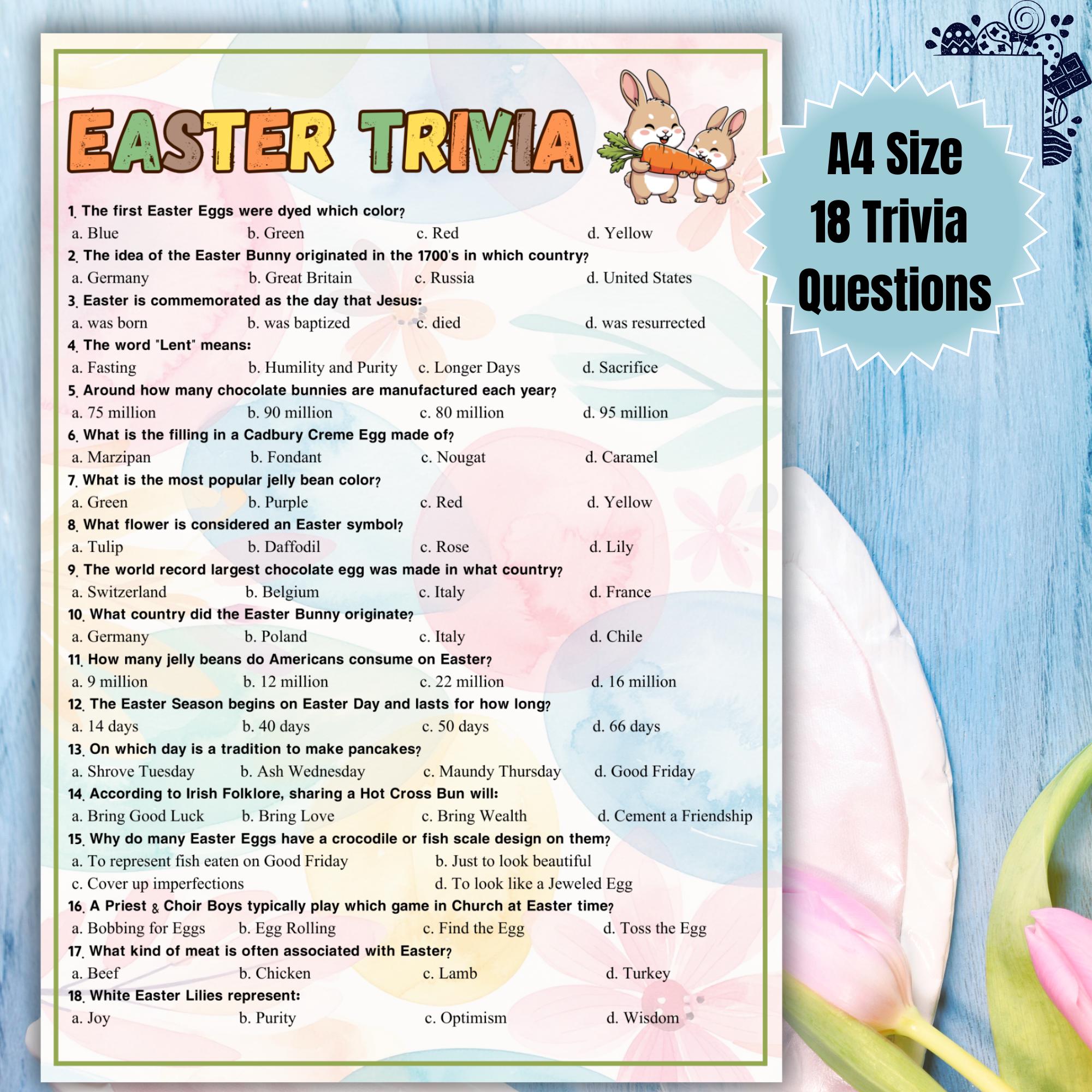 Easter Trivia Game Printable | Fun Holiday Party Game for Kids ...