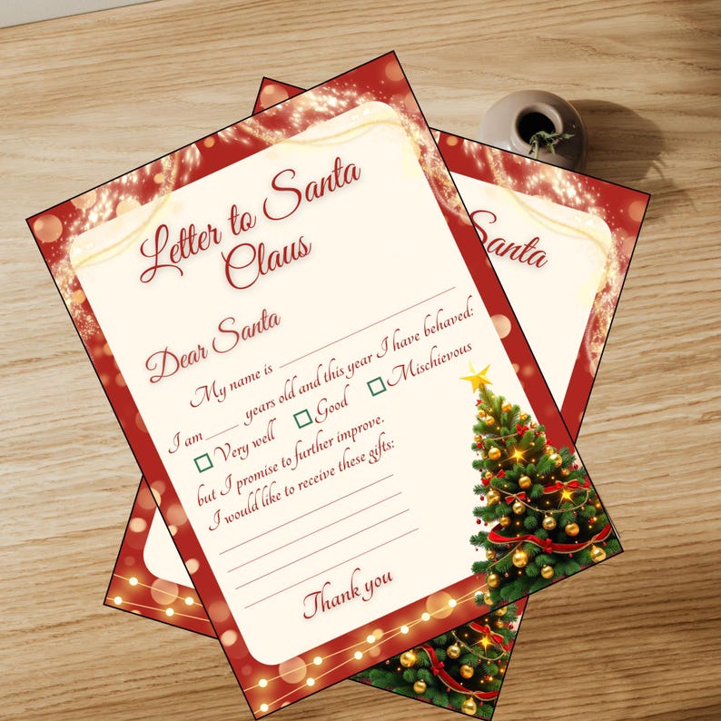 Christmas Letter to Santa Printable, Christmas Wishlist | Kids Holiday ...