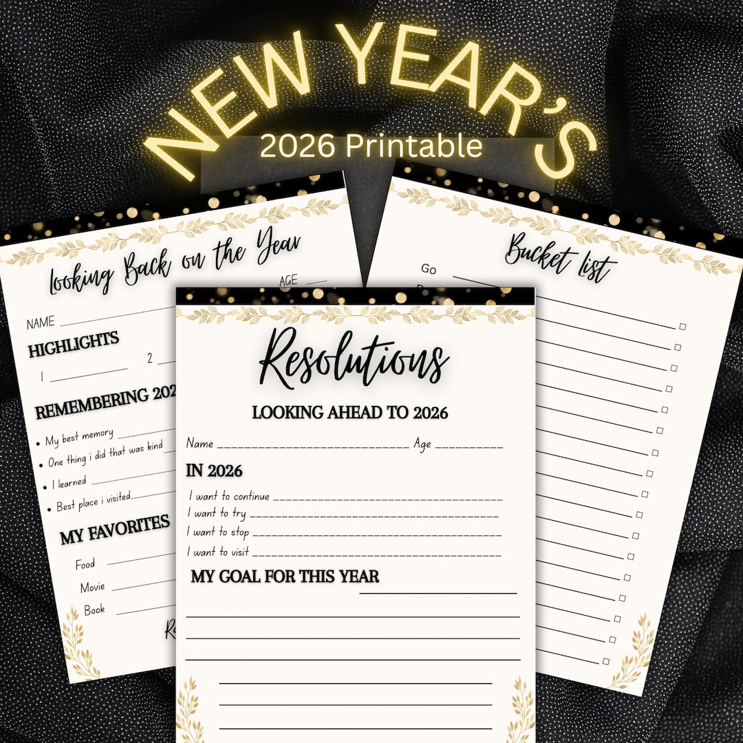 2026 New Year Resolution Printable Set |3 Page Goal Planner & Bucket ...