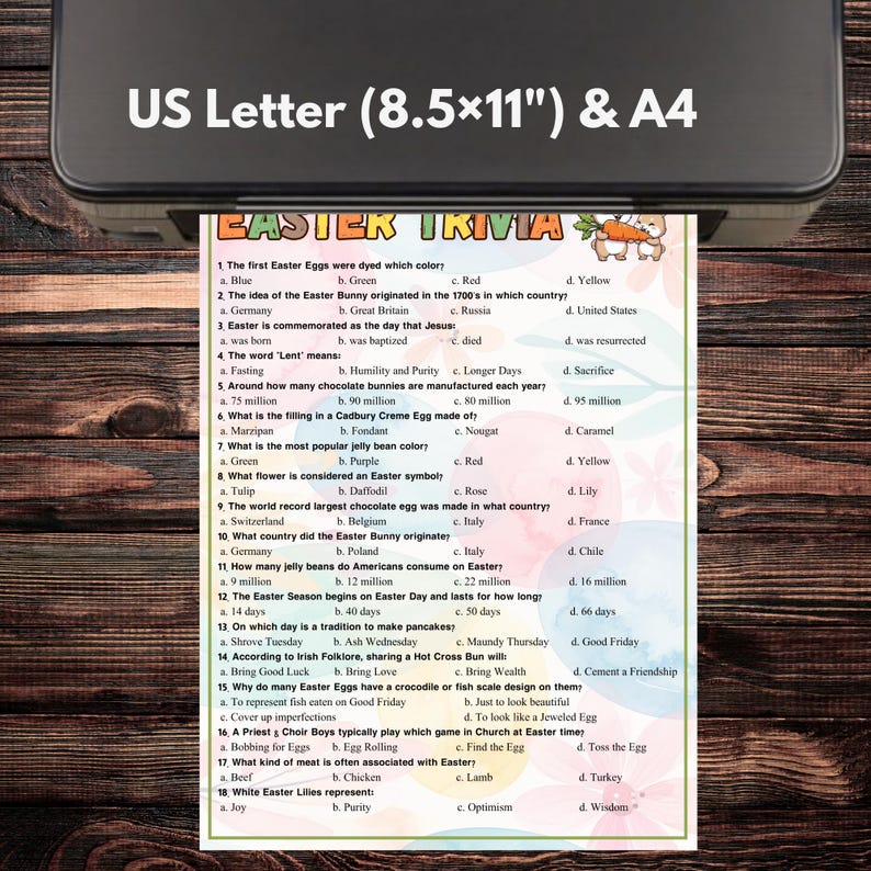 Easter Trivia Game Printable | Fun Holiday Party Game for Kids ...