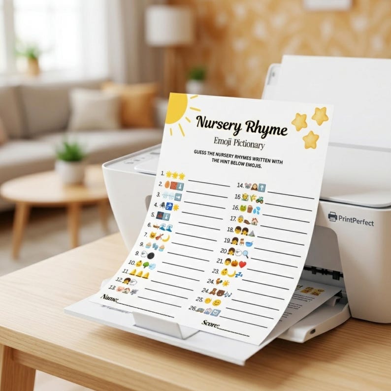 Nursery Rhymes Emoji Game Printable | Baby Shower Emoji Pictionary ...