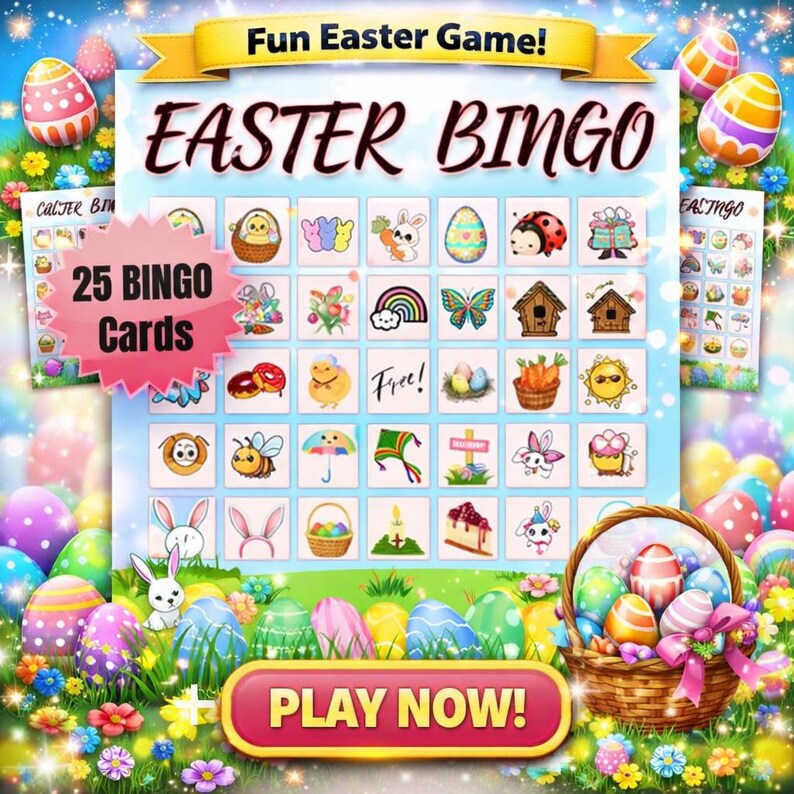 Easter Bingo Game Printable for Kids and Family Fun | Holiday Party ...