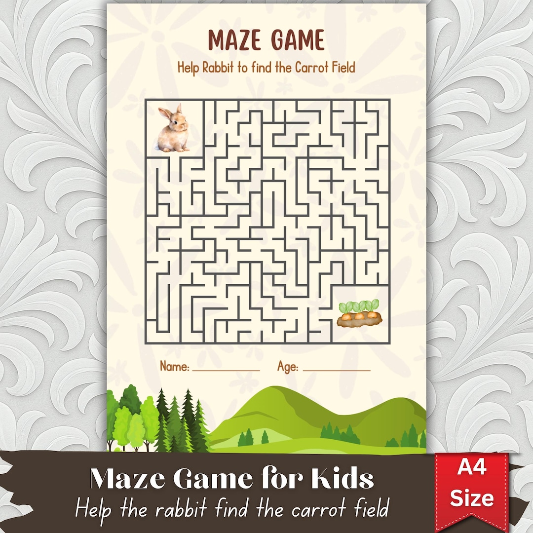 Easter Rabbit Maze Game | Printable Kids Activity (PDF)| A4 Size ...