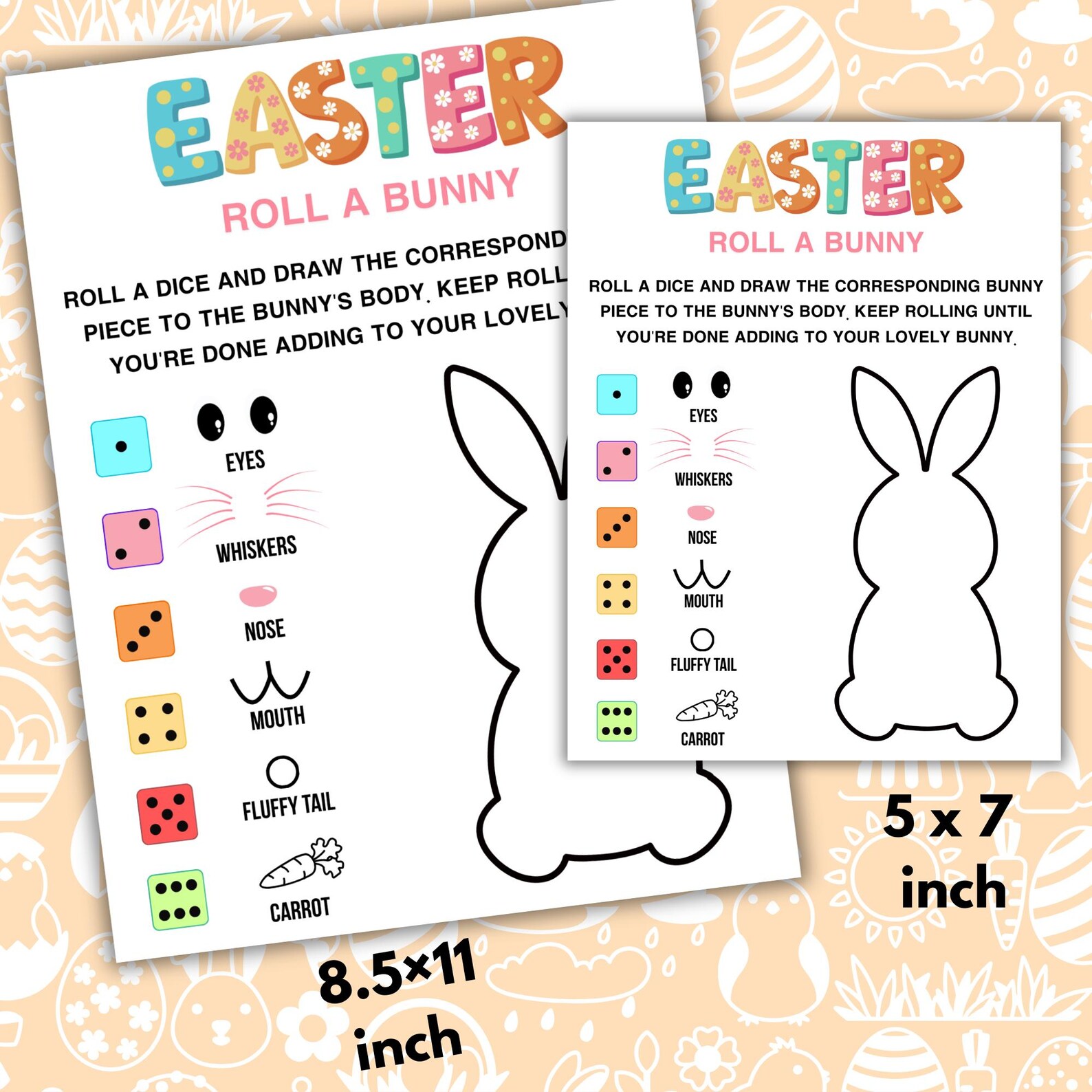 Roll a Bunny Easter Game | Fun Family Easter Activity (instant Download ...