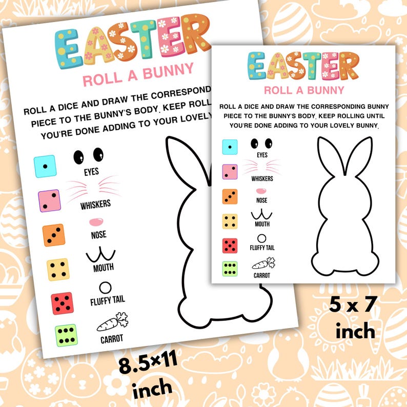 Roll a Bunny Easter Game | Fun Family Easter Activity (instant Download ...