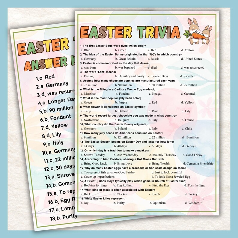 Easter Trivia Game Printable | Fun Holiday Party Game for Kids ...