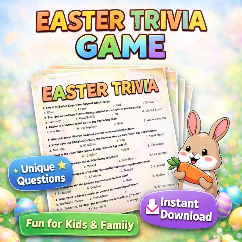 Easter Trivia Game Printable | Fun Holiday Party Game for Kids ...