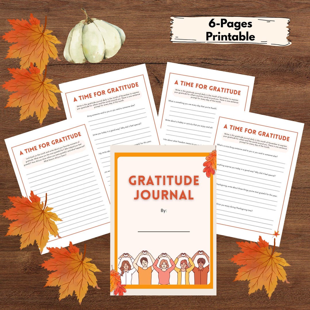 Thanksgiving Gratitude Journal Printable | 6-page Digital Download ...