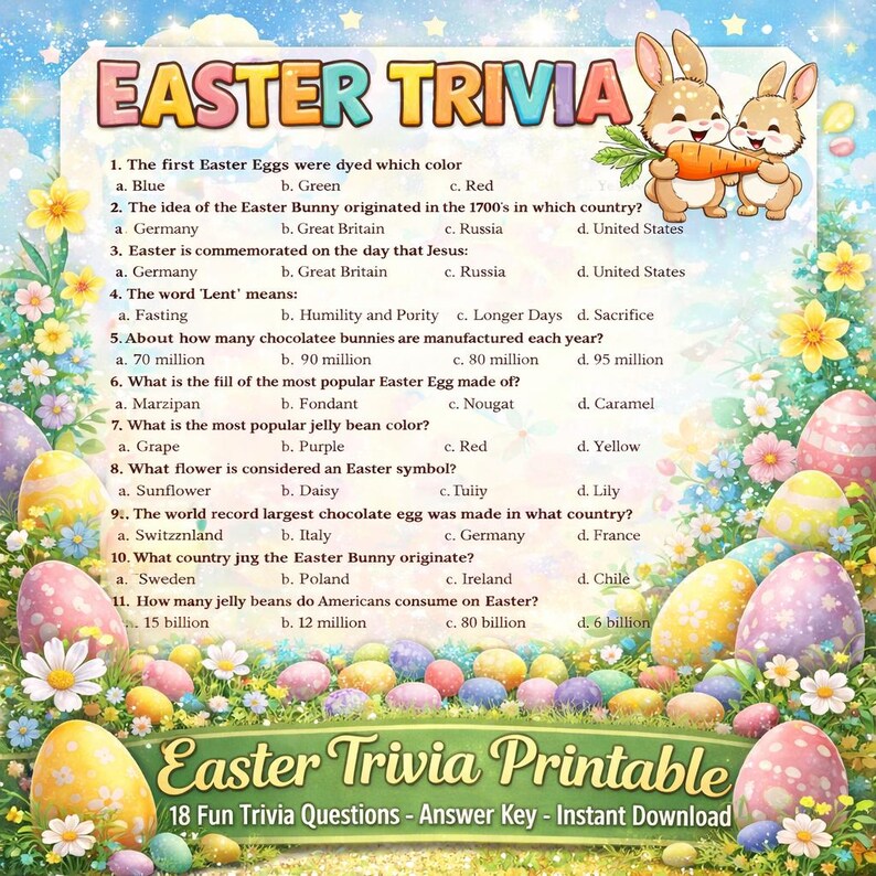 Easter Trivia Game Printable | Fun Holiday Party Game for Kids ...