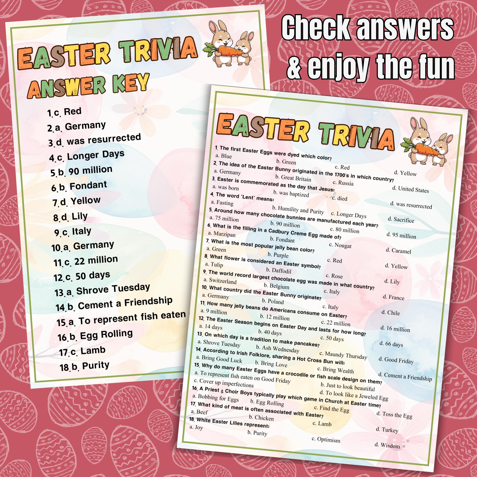 Easter Trivia Game Printable | Fun Holiday Party Game for Kids ...