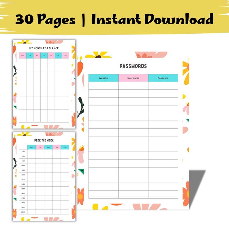 2026 Teacher Planner Printable | Floral Lesson Plans, Attendance ...