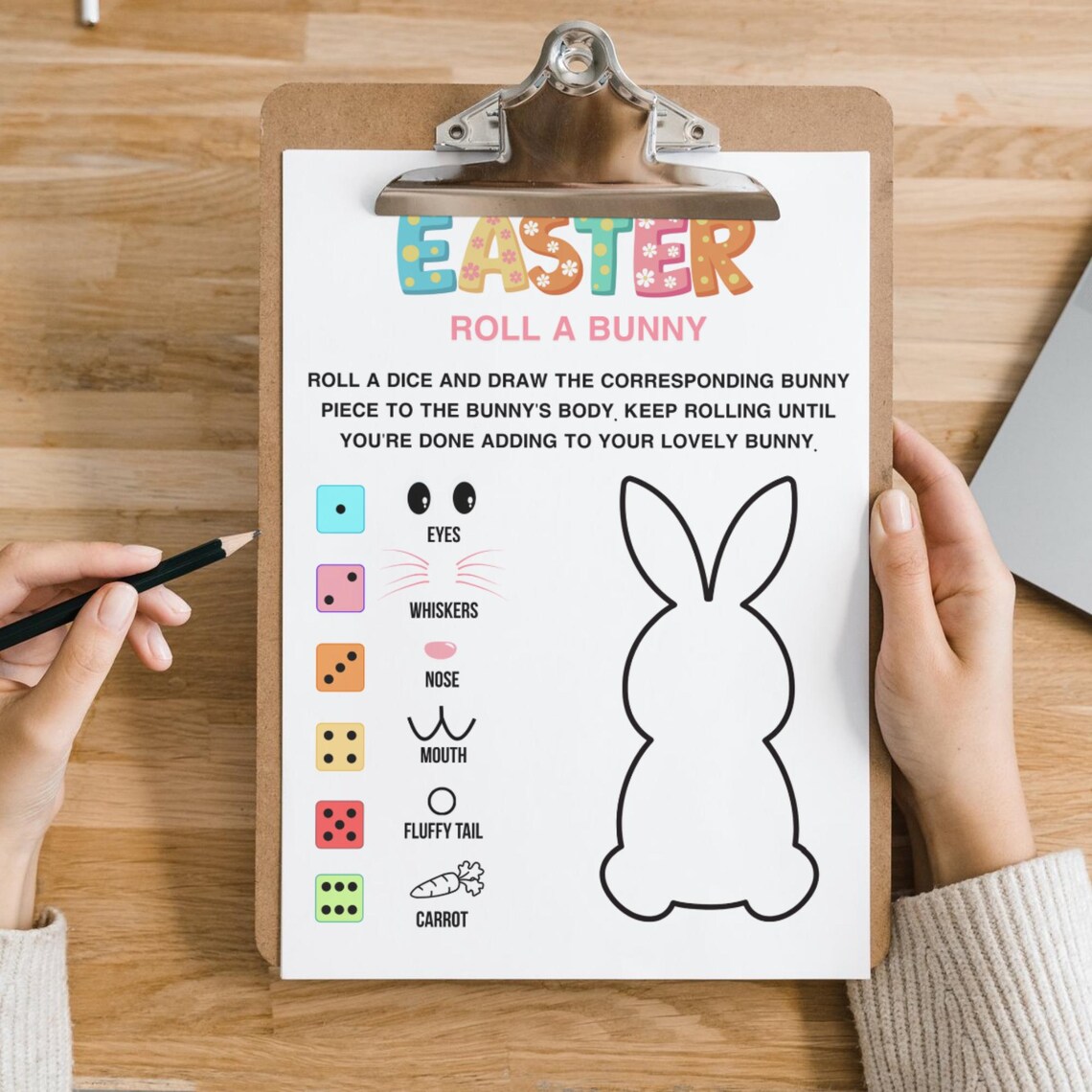 Roll a Bunny Easter Game | Fun Family Easter Activity (instant Download ...
