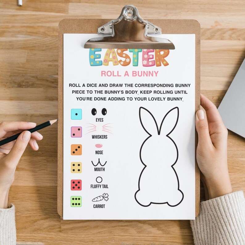 Roll a Bunny Easter Game | Fun Family Easter Activity (instant Download ...