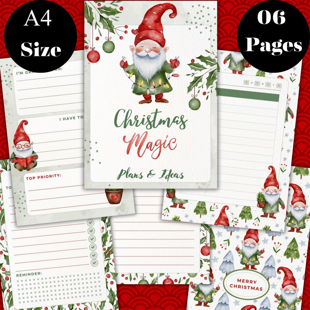 Christmas Planner Printable | 6 Pages| A4 Size Christmas Organizer ...