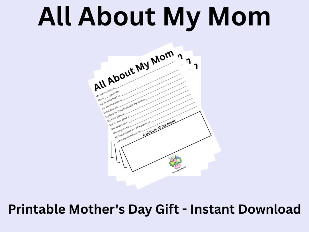 All About My Mom Questionnaire | Mother's Day Gift - Etsy