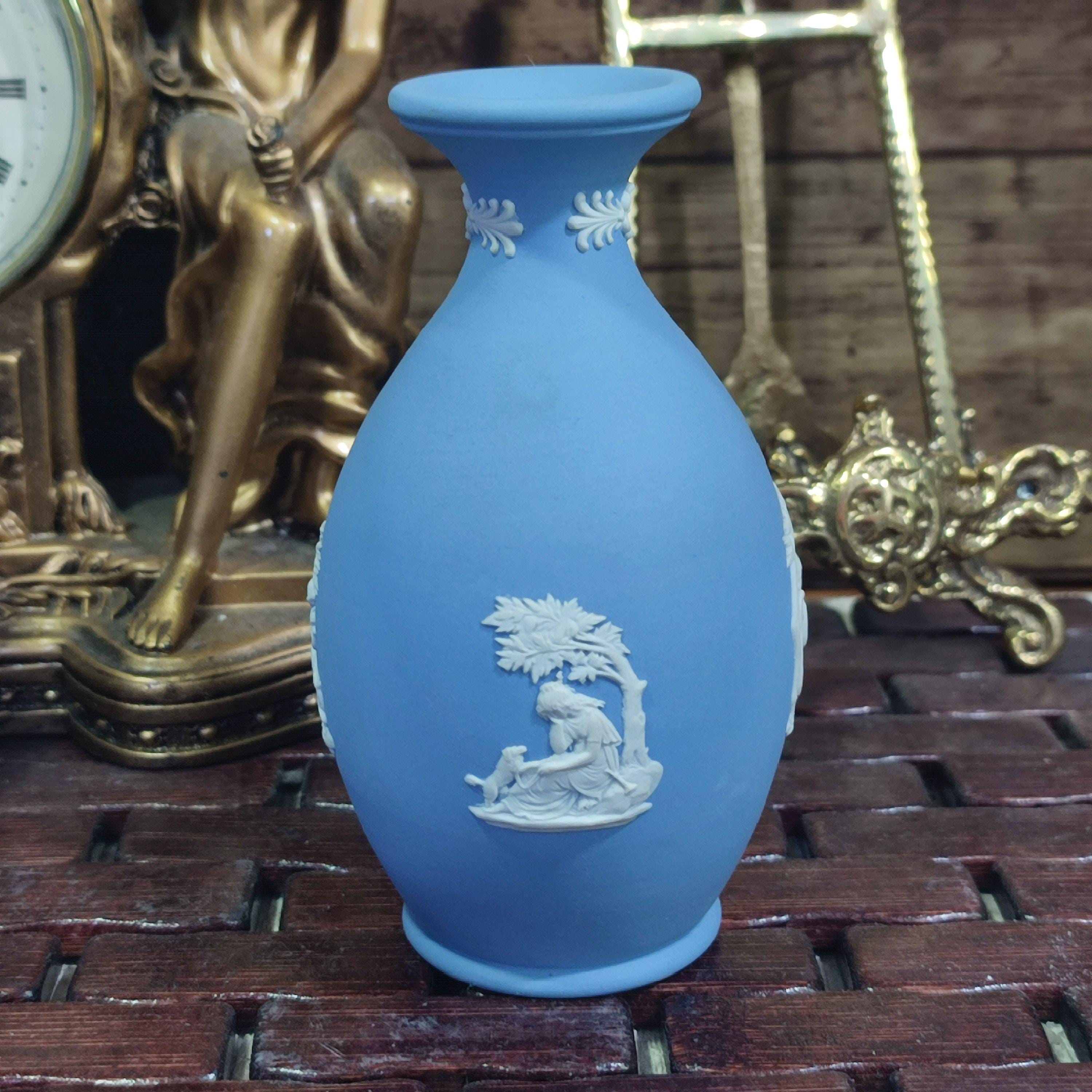 Selection Wedgwood Jasperware Powder Blue Trinket,vases, Plates,jars ...
