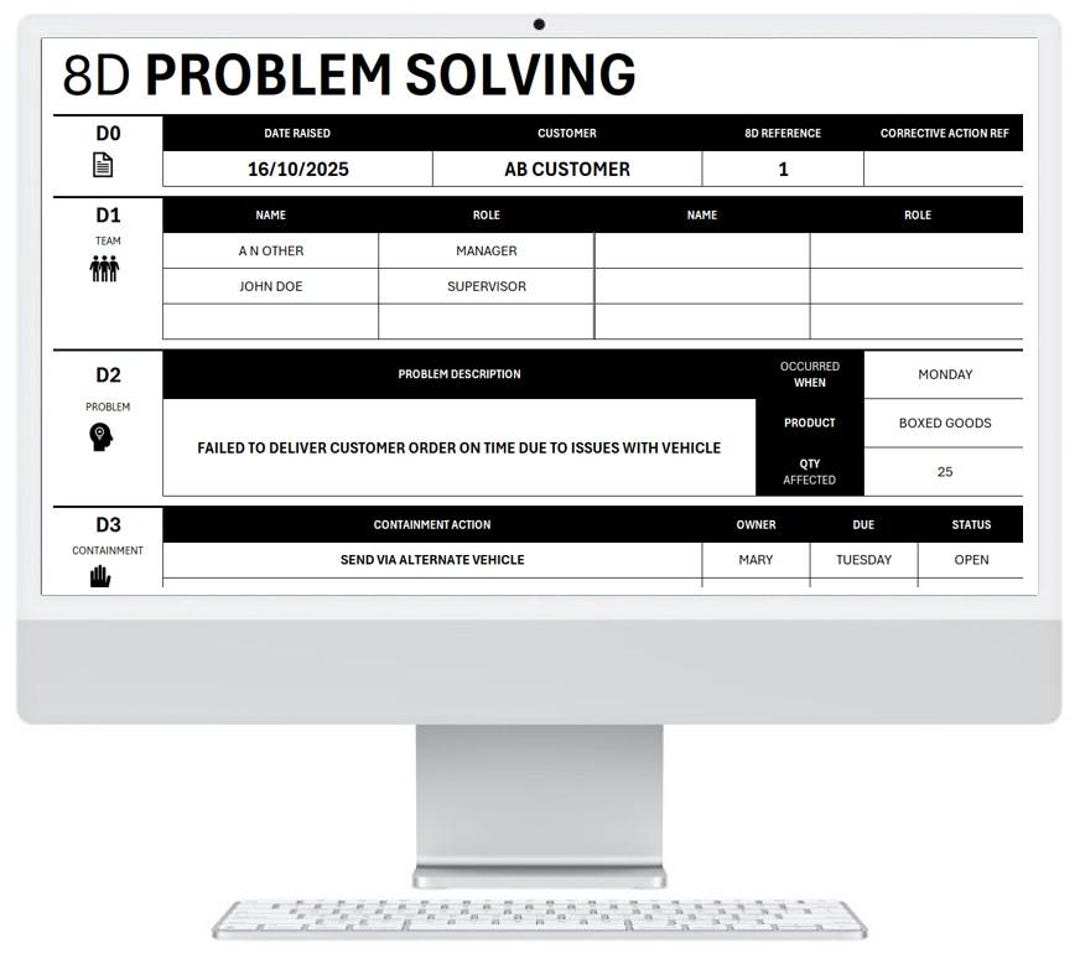 8D Problem Solving Template - Excel Template - Etsy