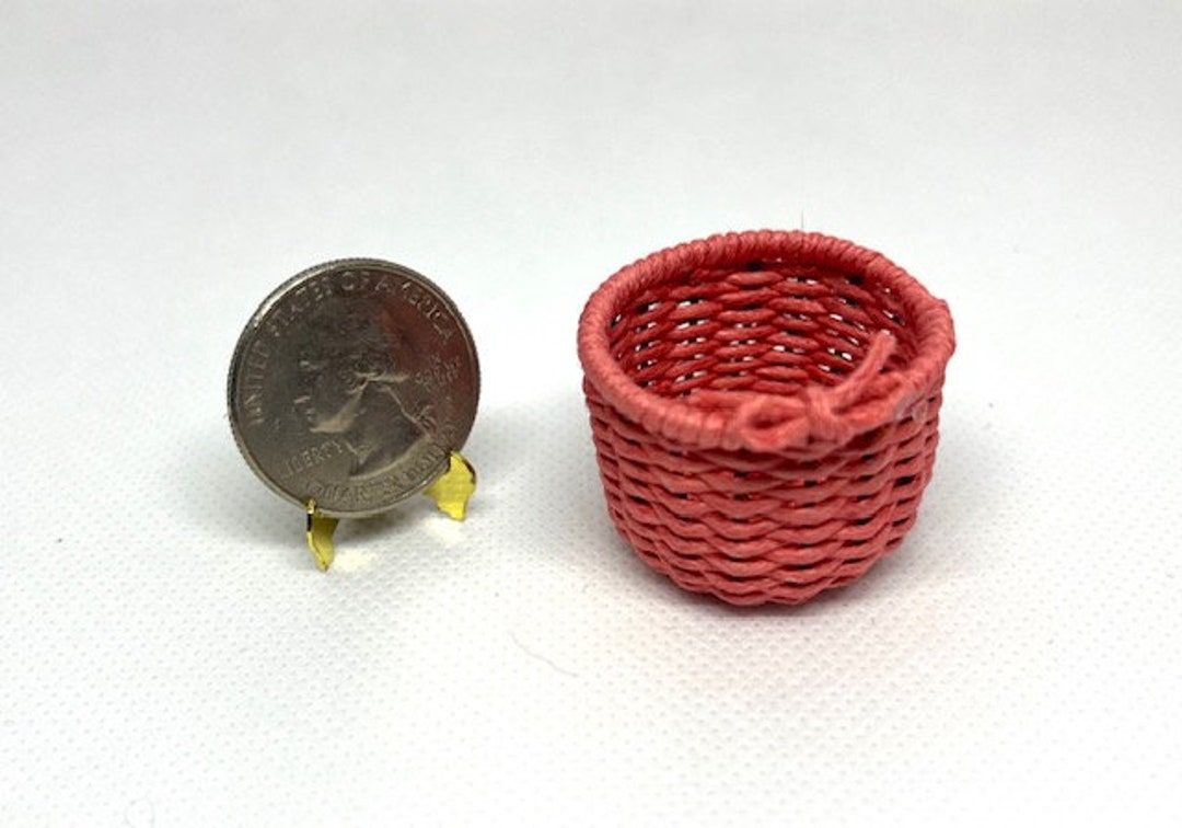 Miniature Coral Basket With Bow Detail - HANDWOVEN! - Etsy