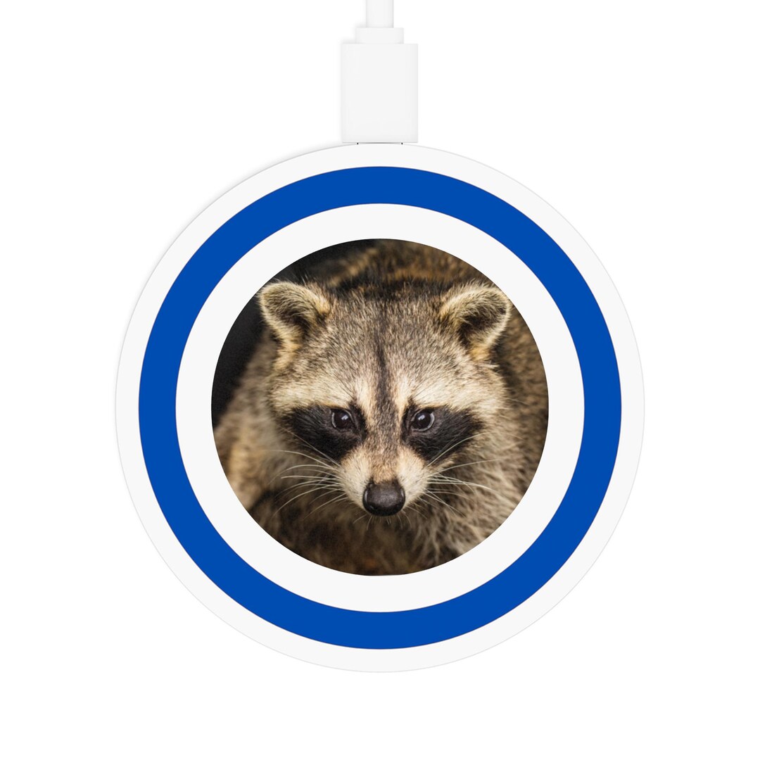 Raccoon Portrait Wireless Charger | Animal Face Phone Charging Pad - Etsy