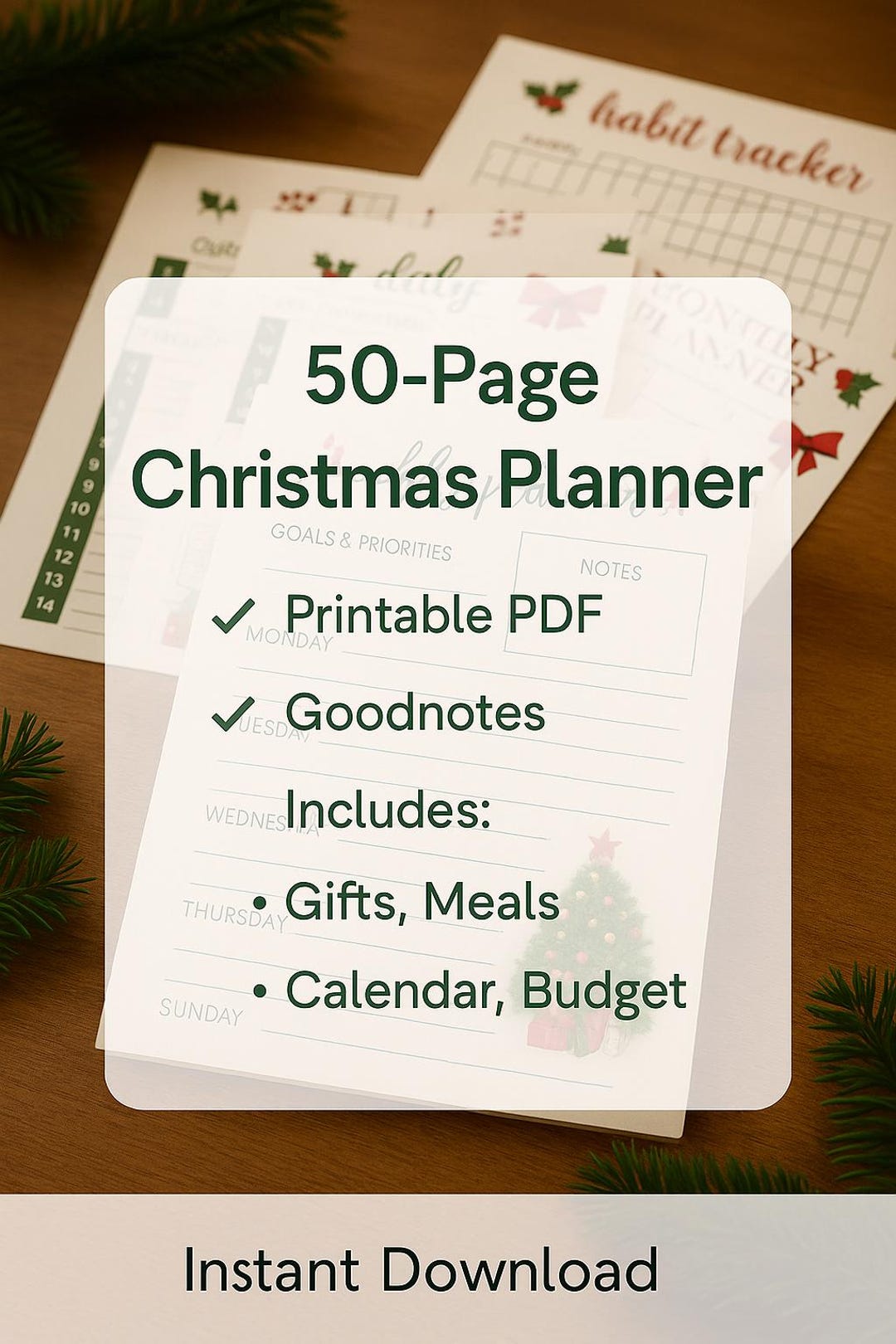 50-page Christmas Planner – Holiday Organizer Bundle (PDF & Goodnotes ...