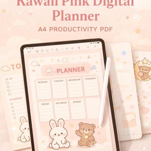 Pastel Digital Planner A4 | Pink Undated Weekly and Daily PDF - Etsy