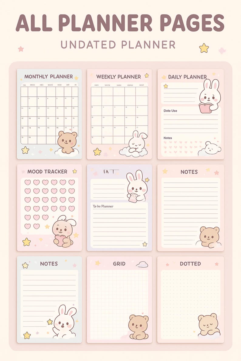 Pastel Digital Planner A4 | Pink Undated Weekly and Daily PDF - Etsy