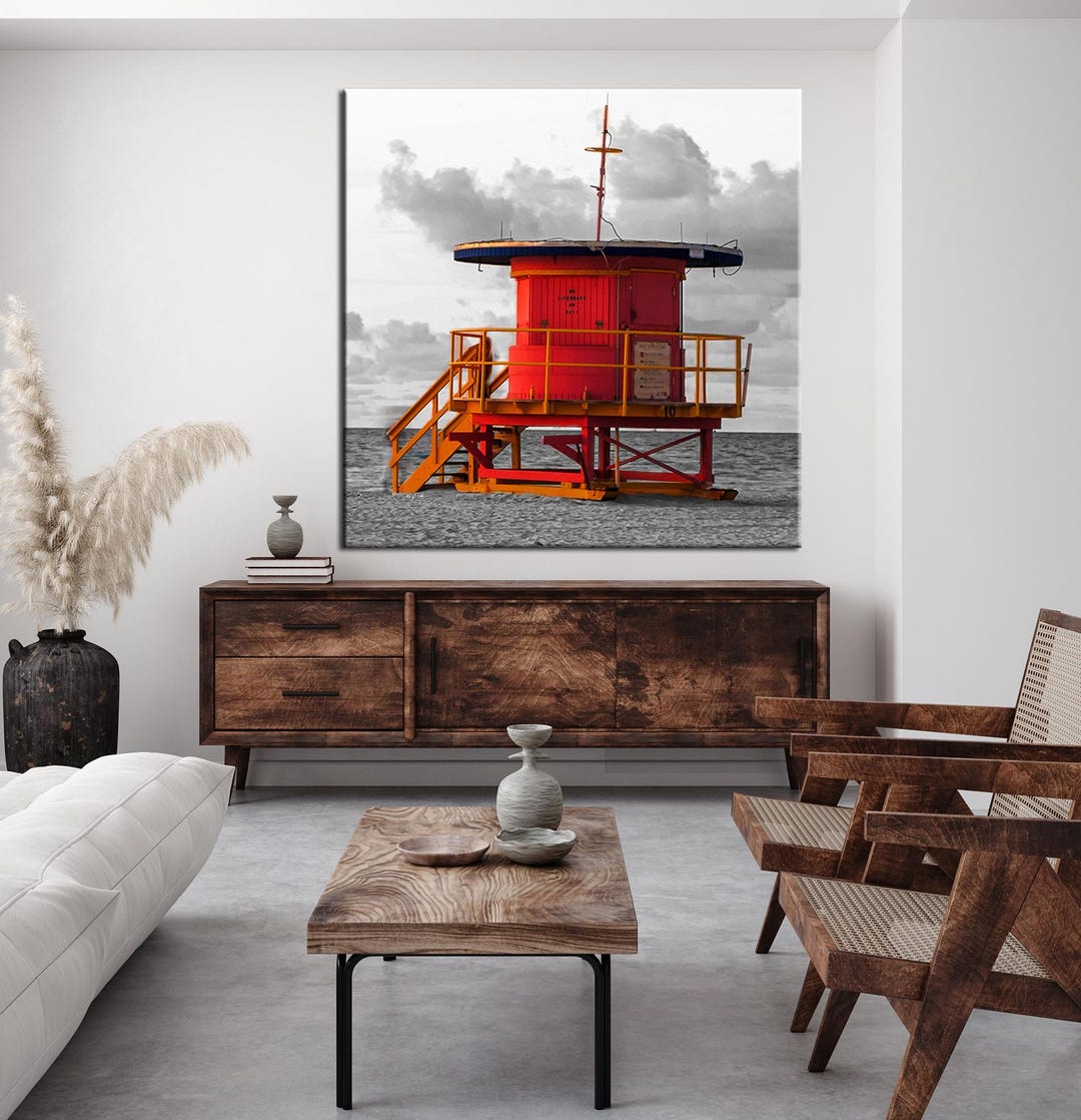 Set of 5, Lifeguard Towers Art , Colorful Print, Contemporary Print ...