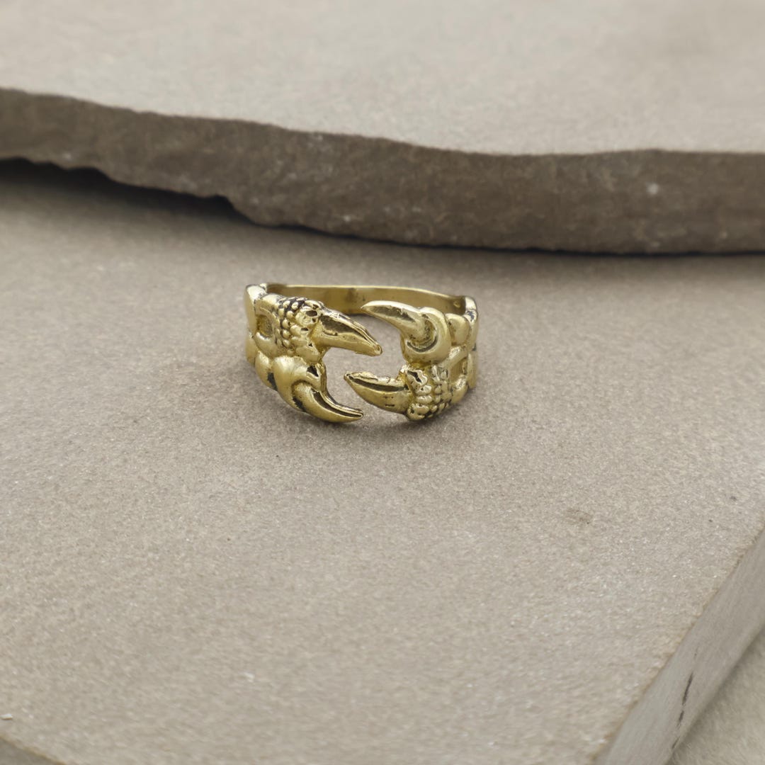 Gold Bird Claw Ring, Raven Talon Adjustable Ring, Gothic Animal Ring ...