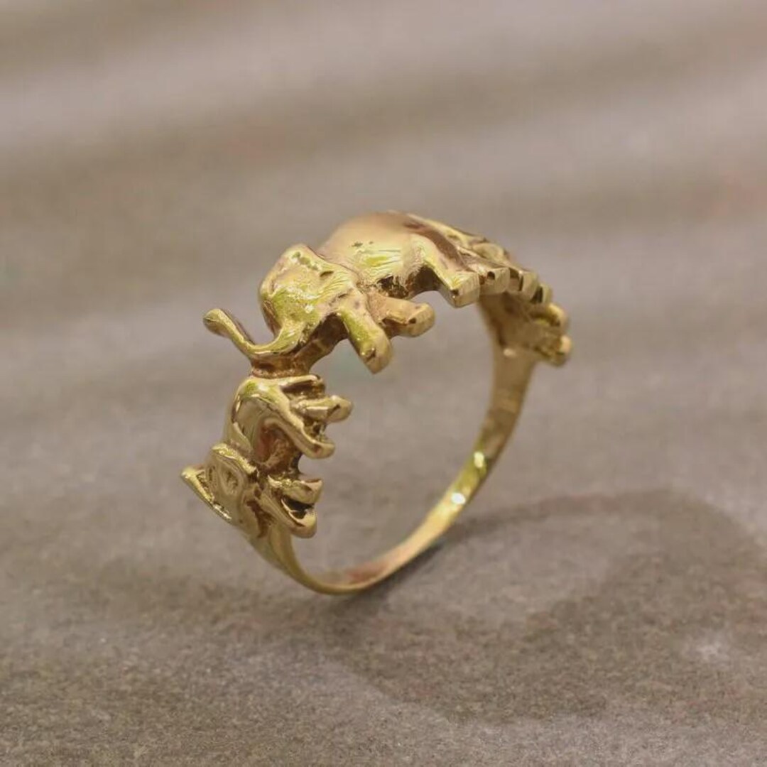 Elephant Gold Ring, Lucky Elephant Ring, Animal Statement Ring ...