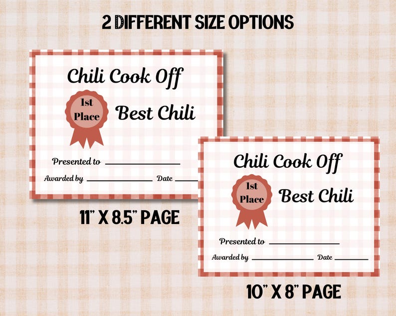 Chili Cook-off Winner Certificate – Printable PDF | 1st, 2nd and 3rd ...