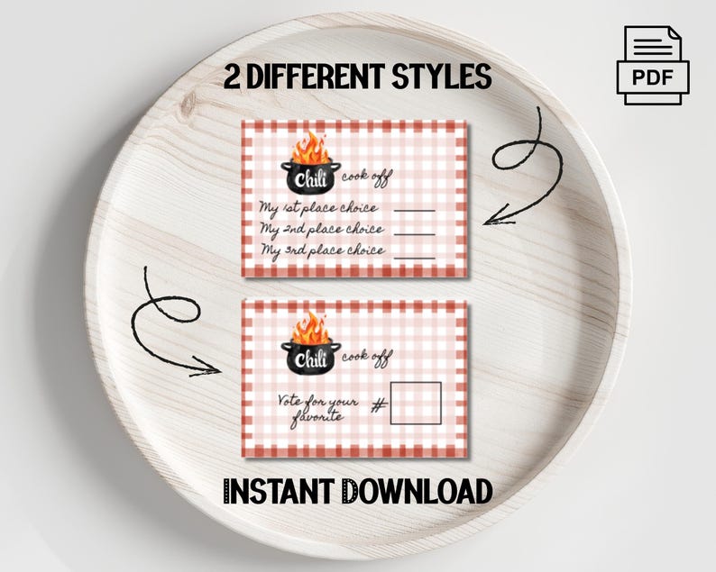 Printable Chili Cook-off Voting Ballots | 8.5x11" PDF | 2 Styles ...