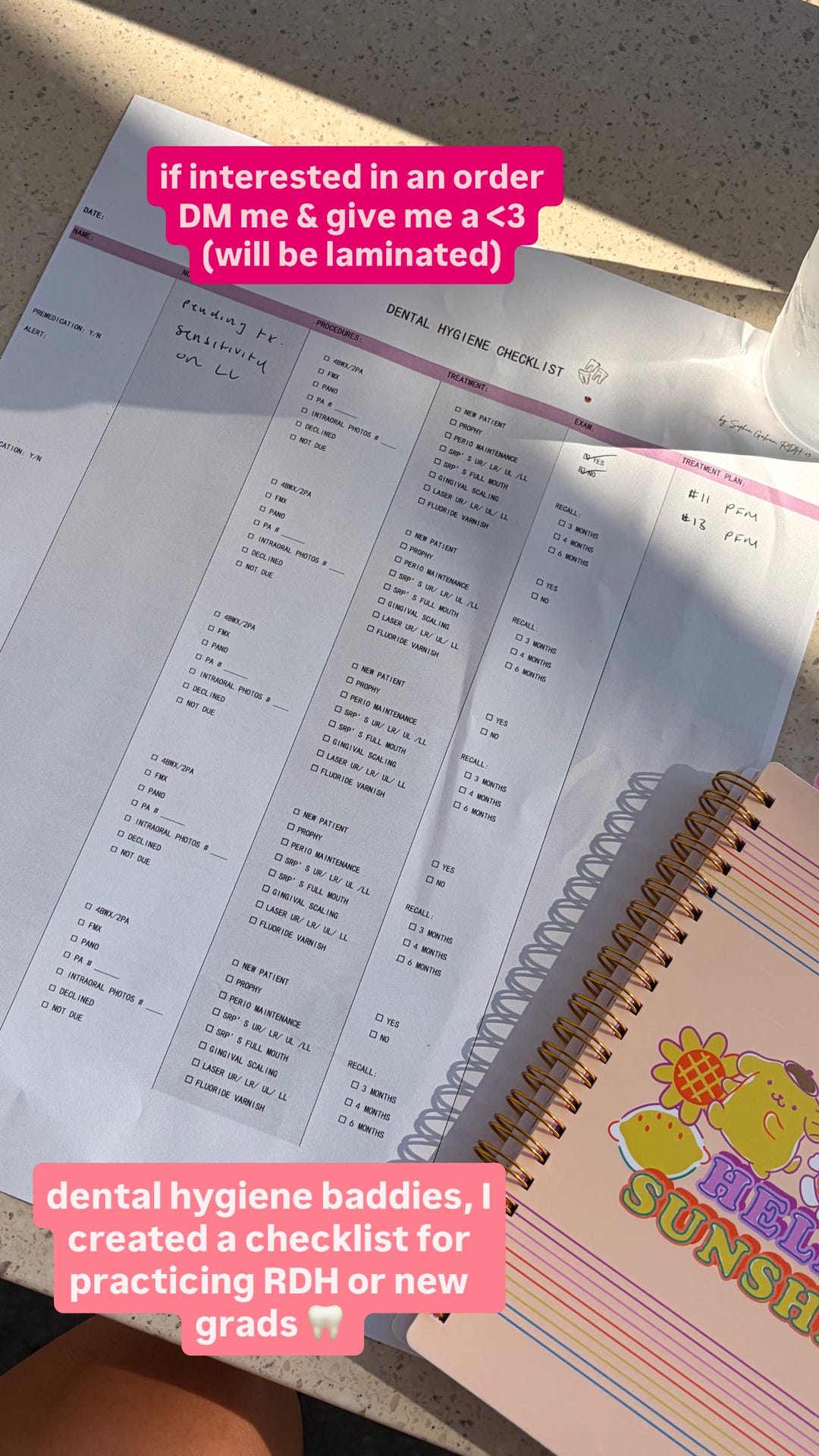 Dental Hygiene Patient Planner/checklist (laminated & Double Sided) - Etsy