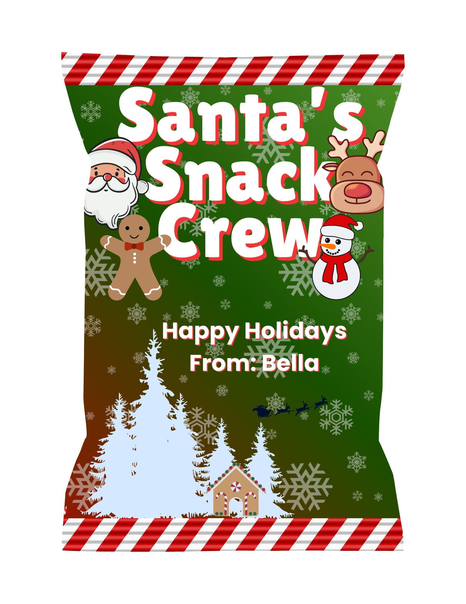 Santa’s Snack Crew Christmas Chip Bag Template | Editable Holiday Party ...
