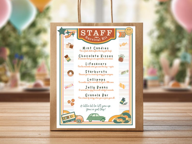 Retro Staff Survival Kit Printable Vintage Tag Office Supervisor ...