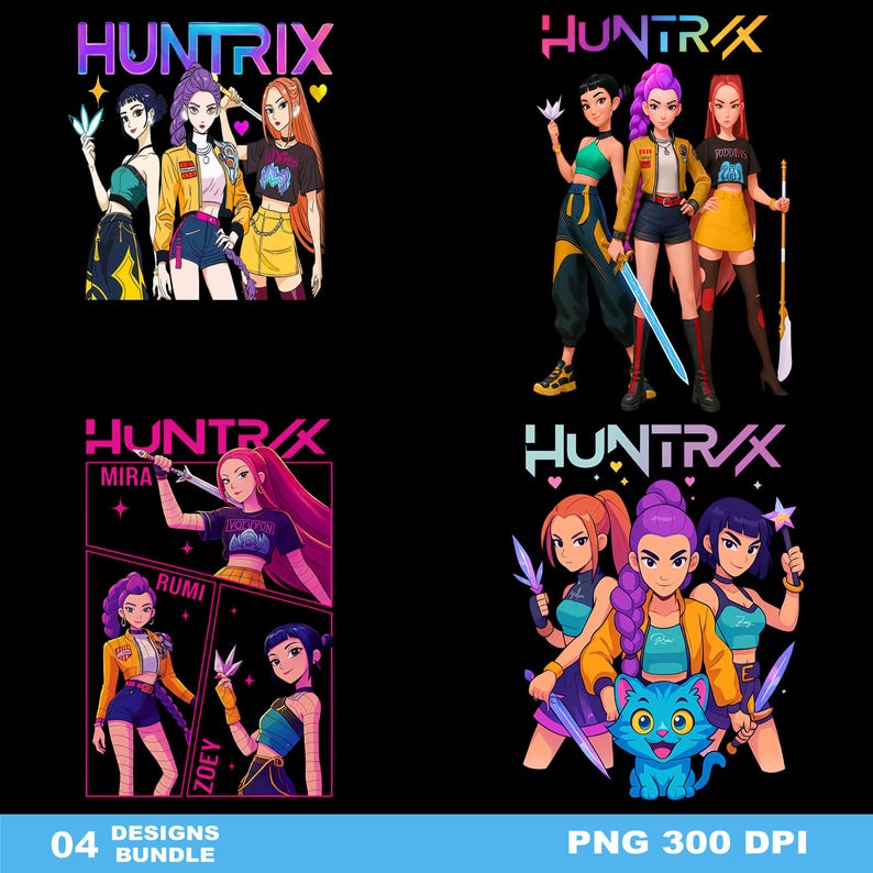 Kpop Huntrix Png, Demon Hunters Png, Derpy Tiger, Saja Girls Png ...