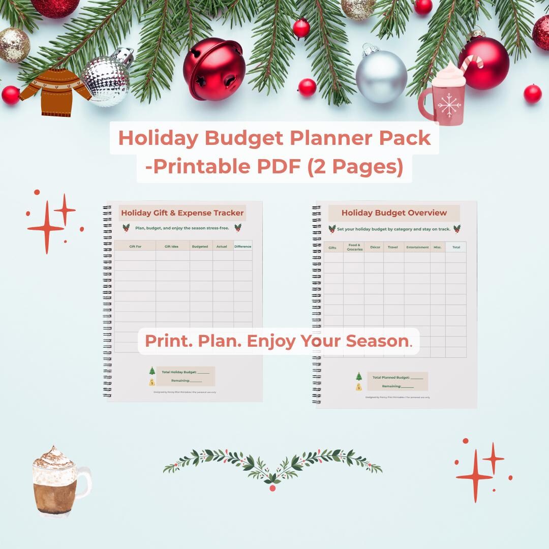 Printable Holiday Budget Planner: Christmas Expense Tracker (digital ...