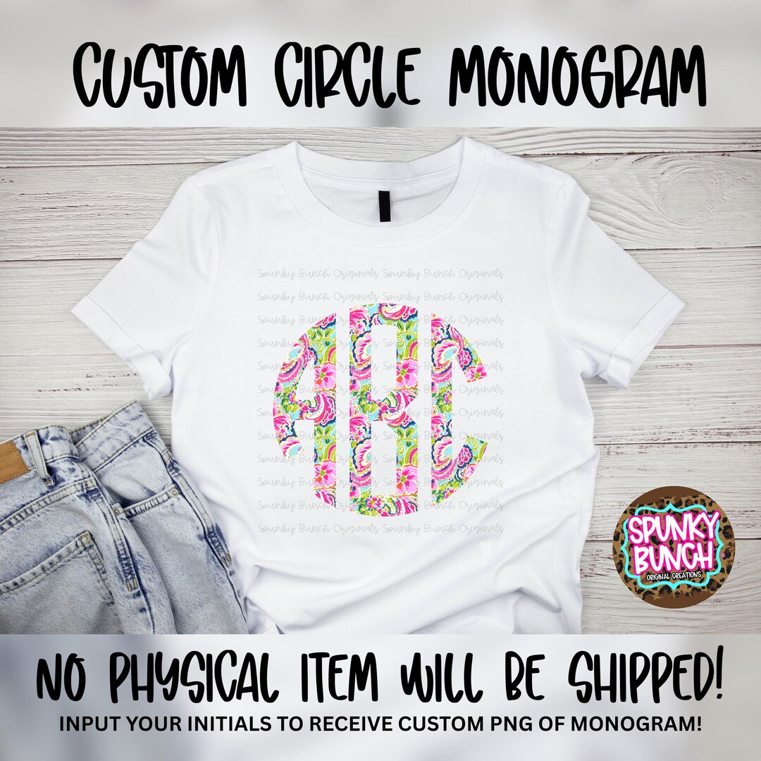 Custom Circle Monogram - Spring Preppy - Etsy
