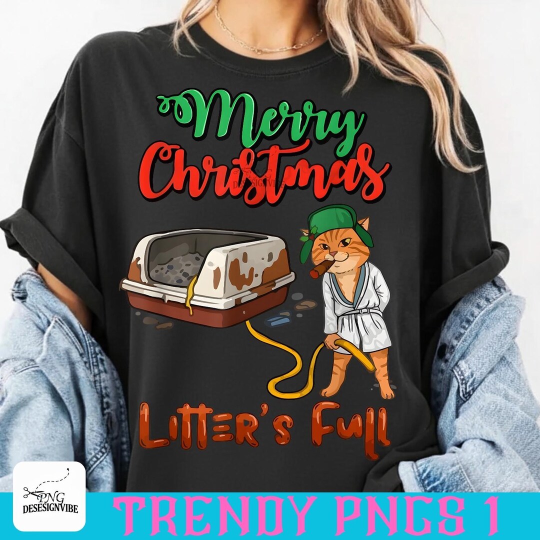 Litter's Full Merry Christmas PNG, Funny Cat Lovers Holiday PNG, Xmas ...