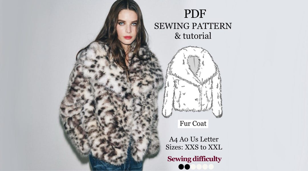 Faux Fur Coat Sewing Pattern PDF | Apash Collar Jacket Tutorial | Women ...